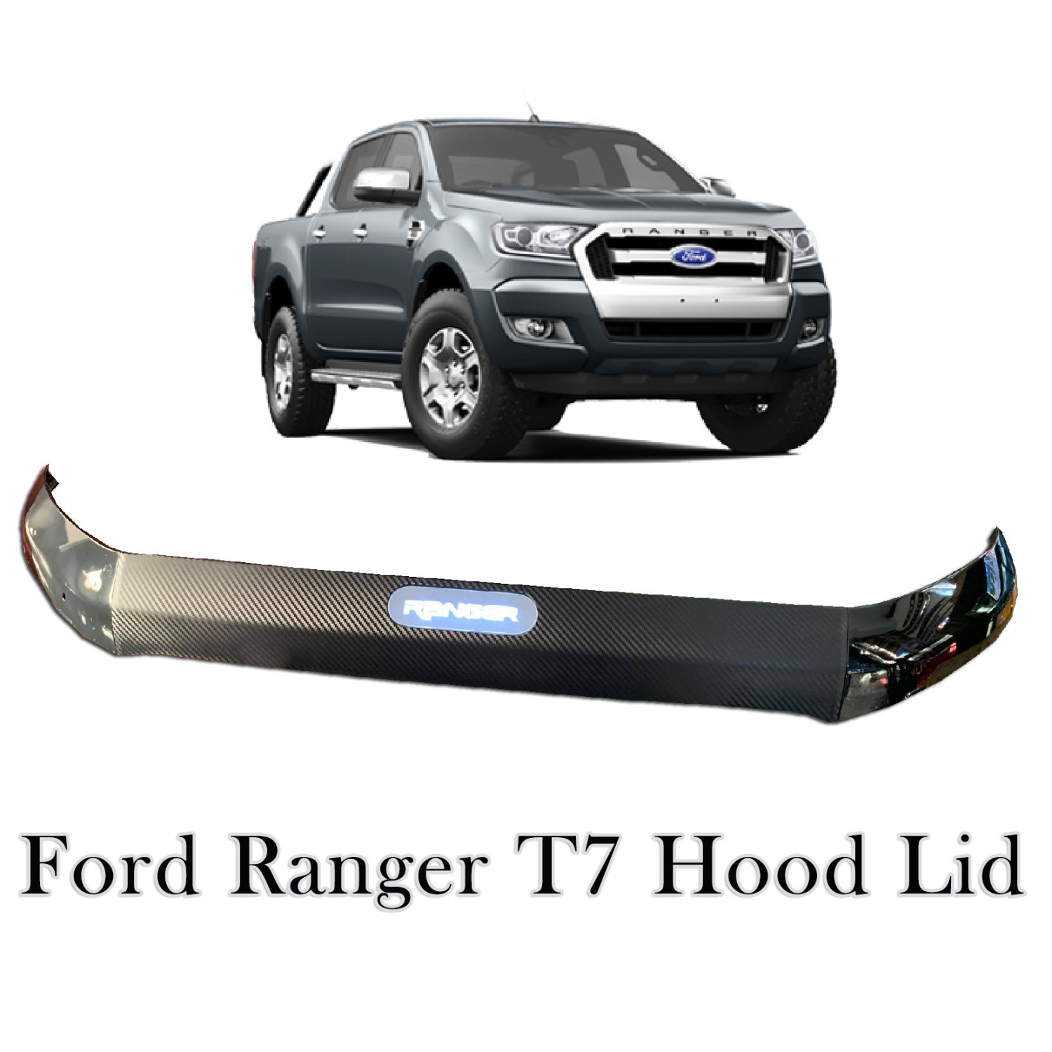 2016-2022 Ford Ranger T7 T8 Hood Lid Bonnet Guard Carbon